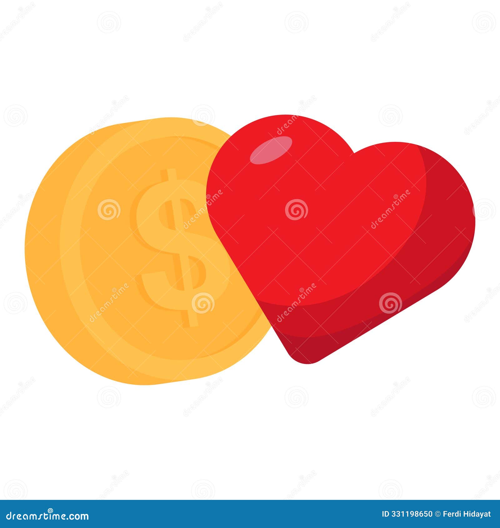Money and heart symbol stock illustration. Illustration of loving ...