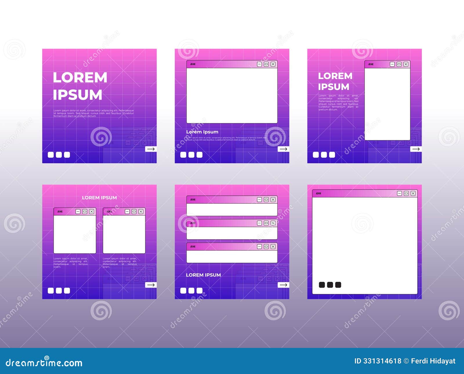 Social Media Feed Post Template in Retro Style Stock Illustration ...