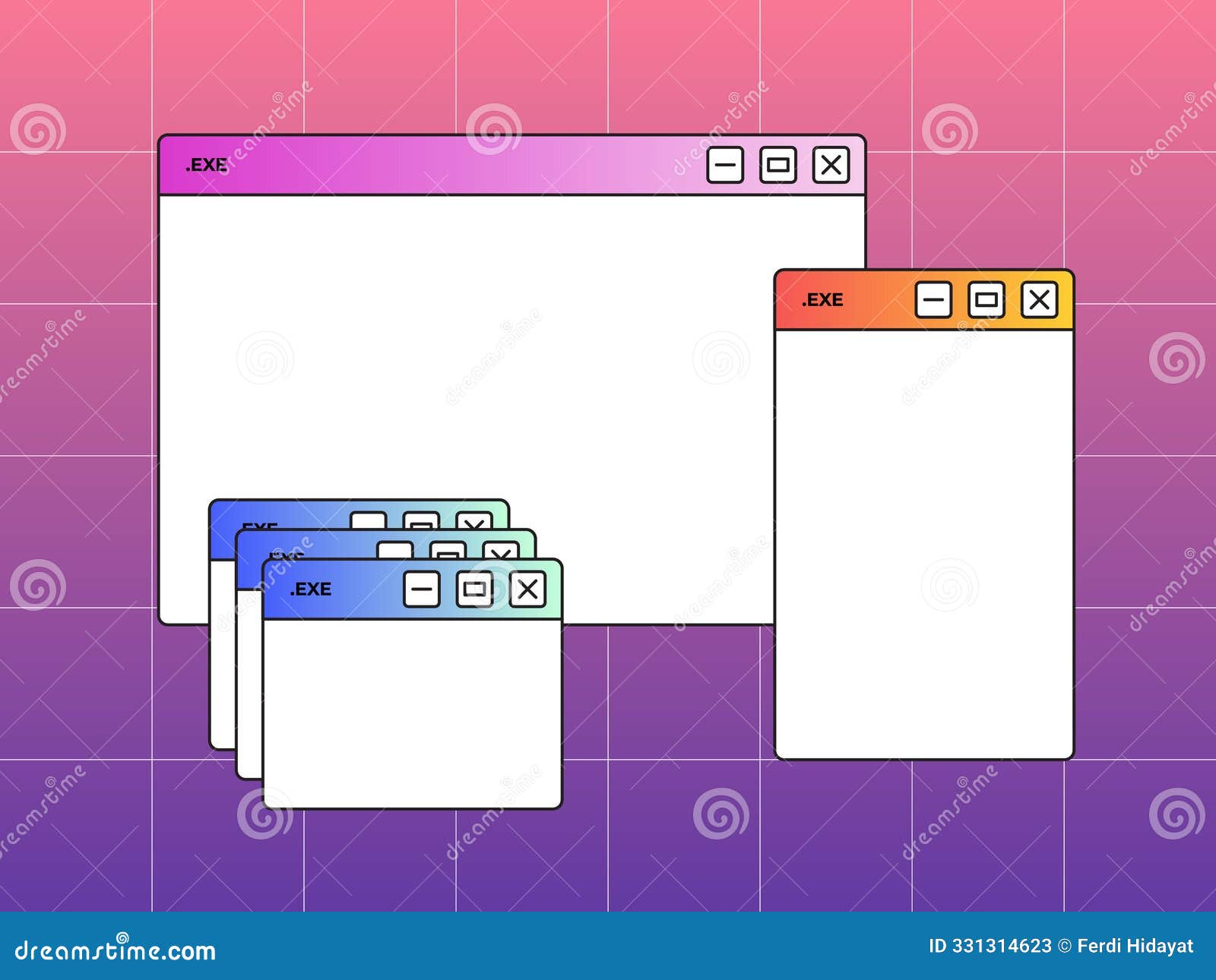 Computer Tab Design in Retro Style Stock Illustration - Illustration of ...