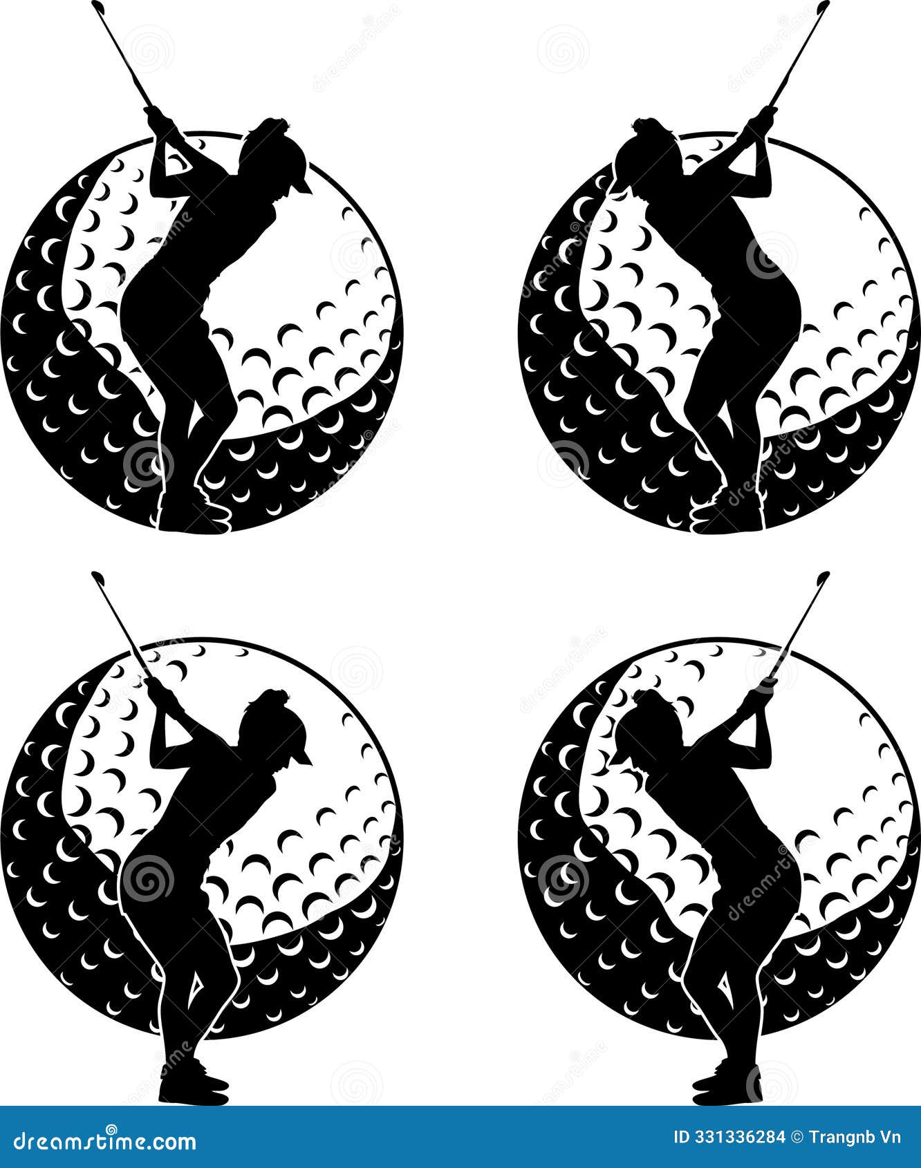Golf Lady Ball, Golf Player Silhouette, Golf Ball Clipart Stock ...