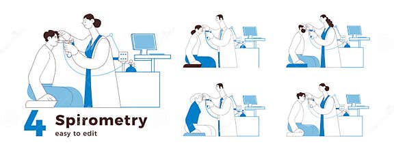 Spirometry Collection. Medical Specialists and Patients Performing ...