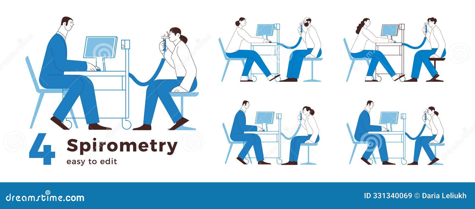 Spirometry Set. Medical Specialists And Patients Performing Whole Body ...