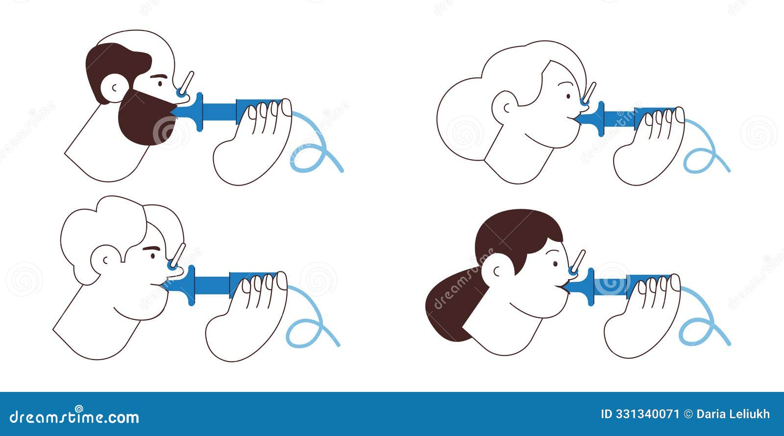 Patients Performing Pulmonary Function Test. Black and White Modern ...