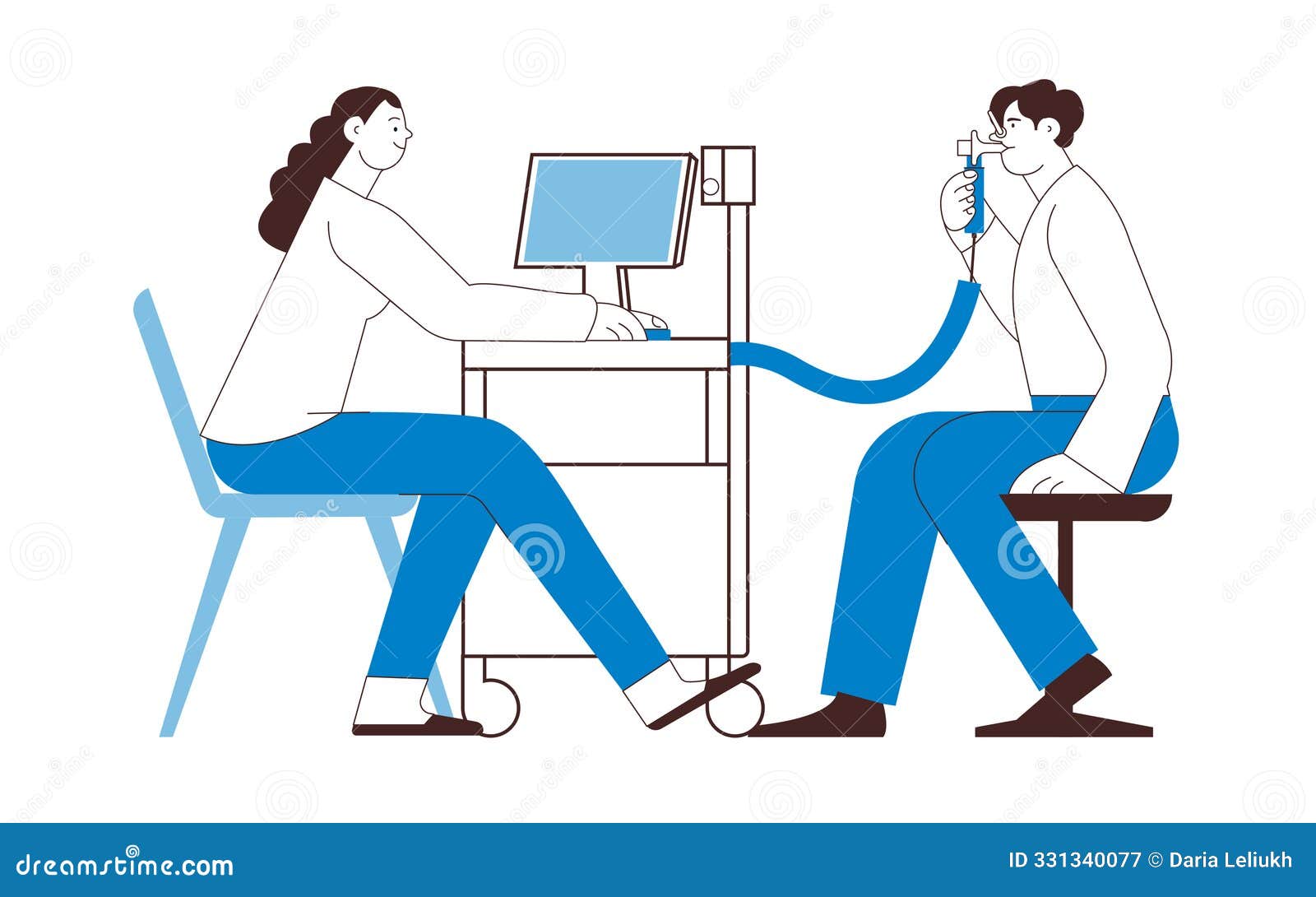 Spirometry. Pulmonary Function Test. Medical Specialist With Female ...
