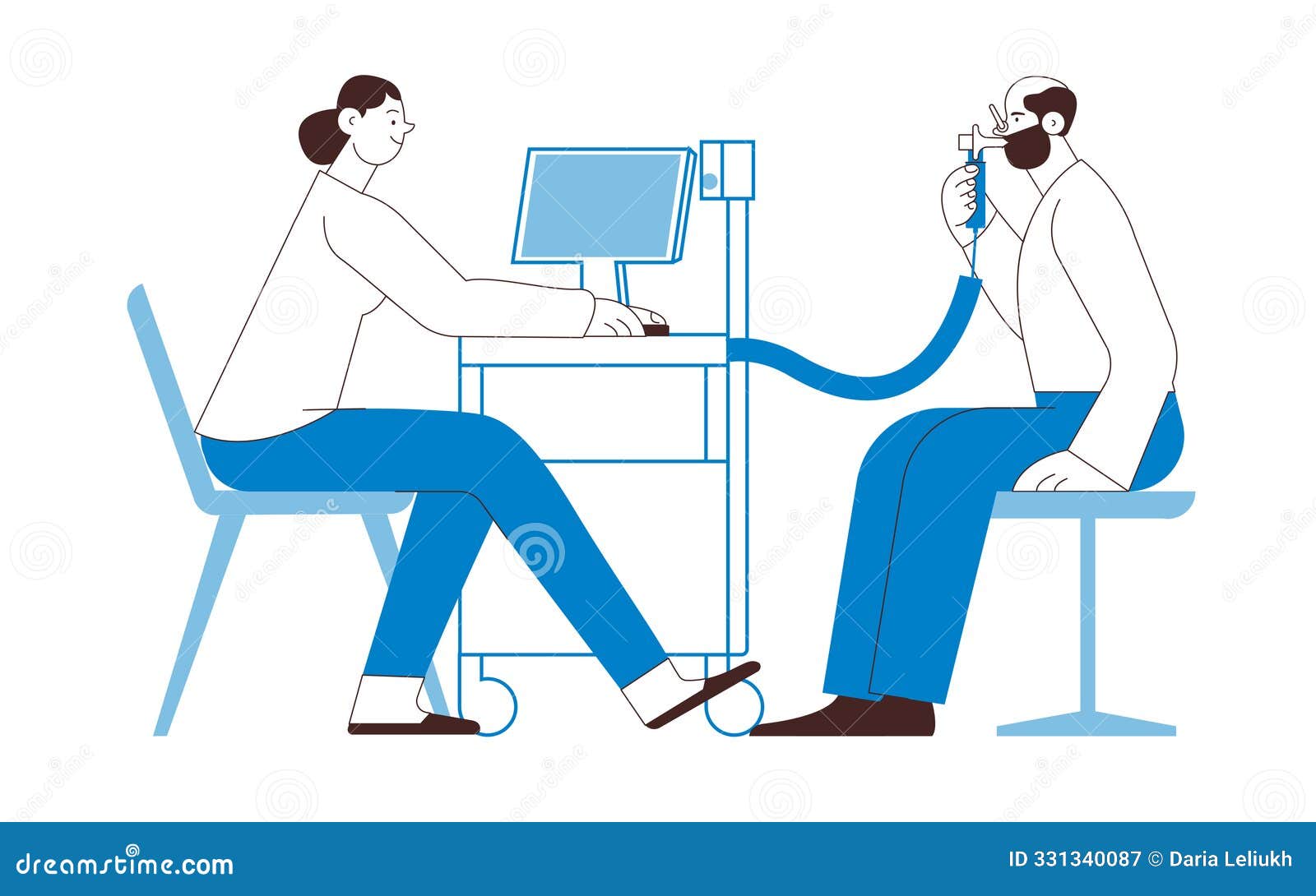 Spirometry. Pulmonary Function Test. Medical Specialist With Male ...