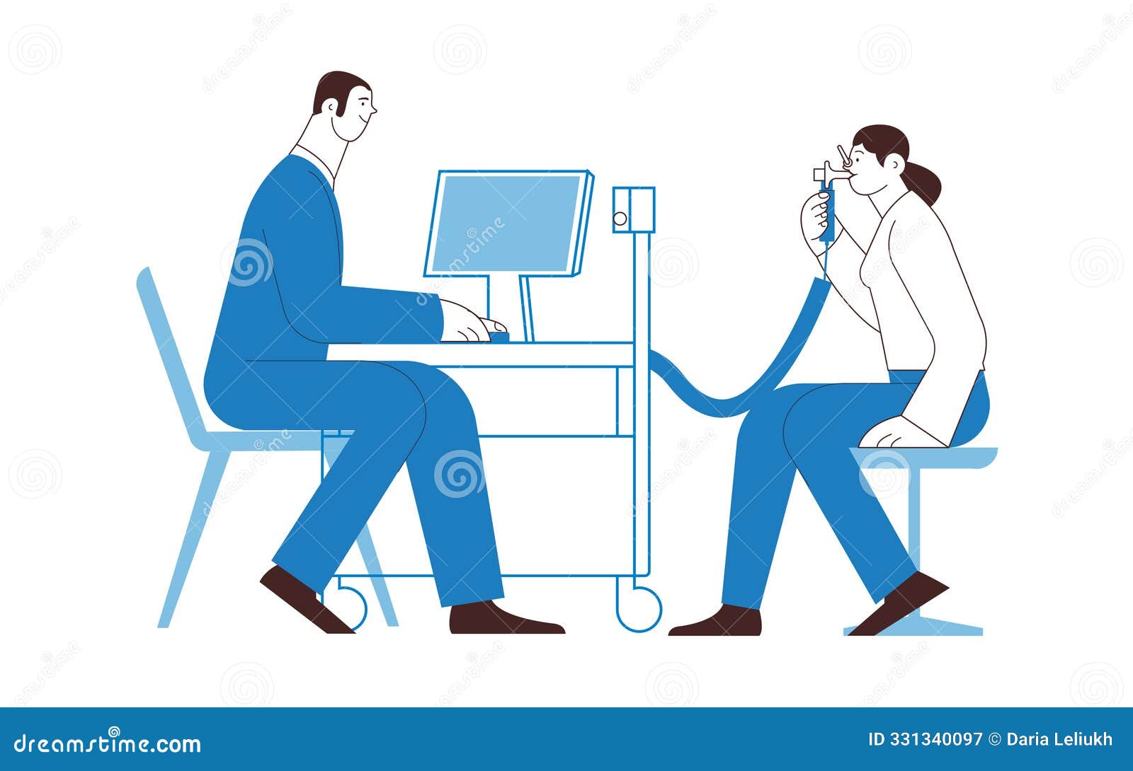 Spirometry. Pulmonary Function Test. Medical Specialist with Female ...