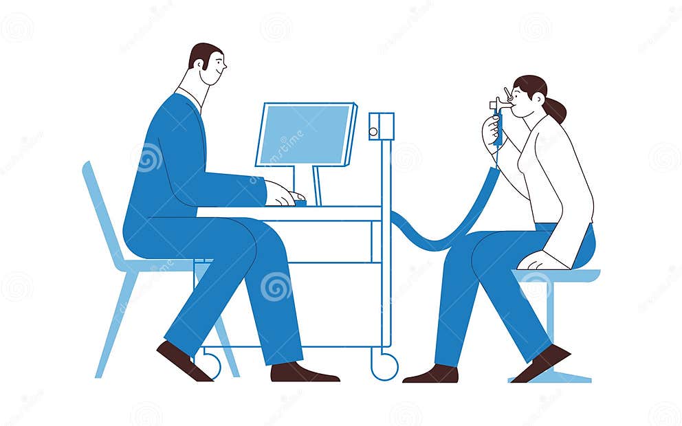 Spirometry. Pulmonary Function Test. Medical Specialist with Female ...