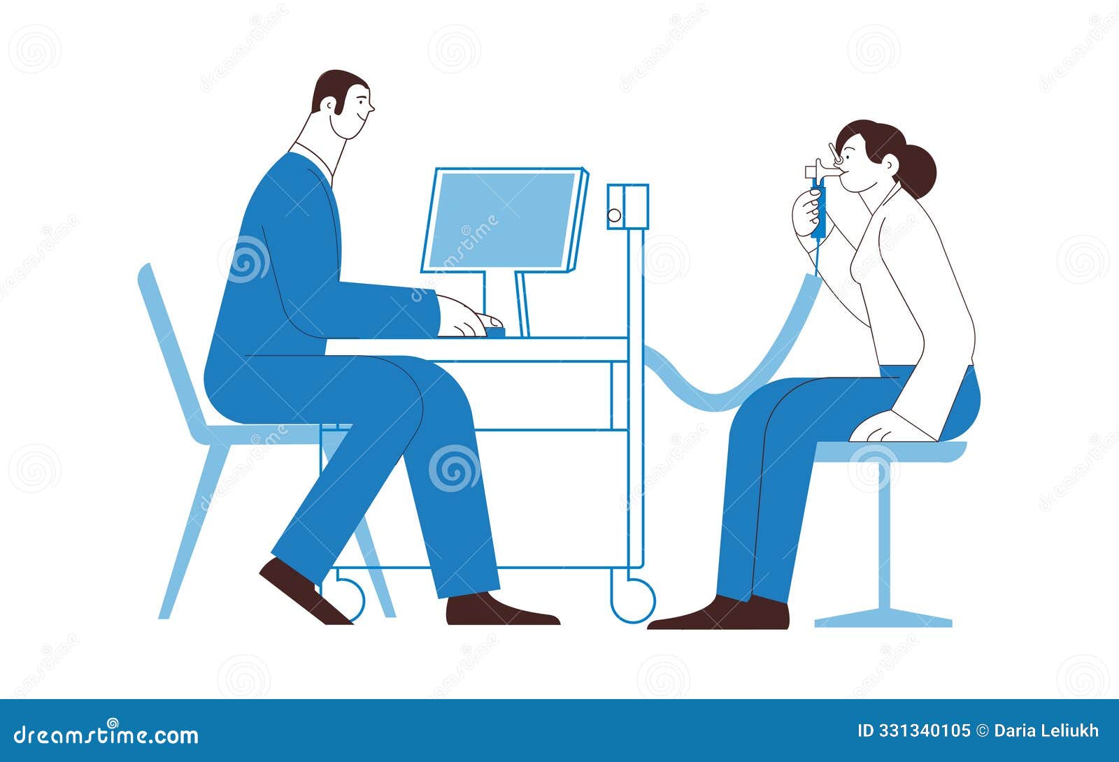 Spirometry. Pulmonary Function Test. Medical Specialist With Female ...