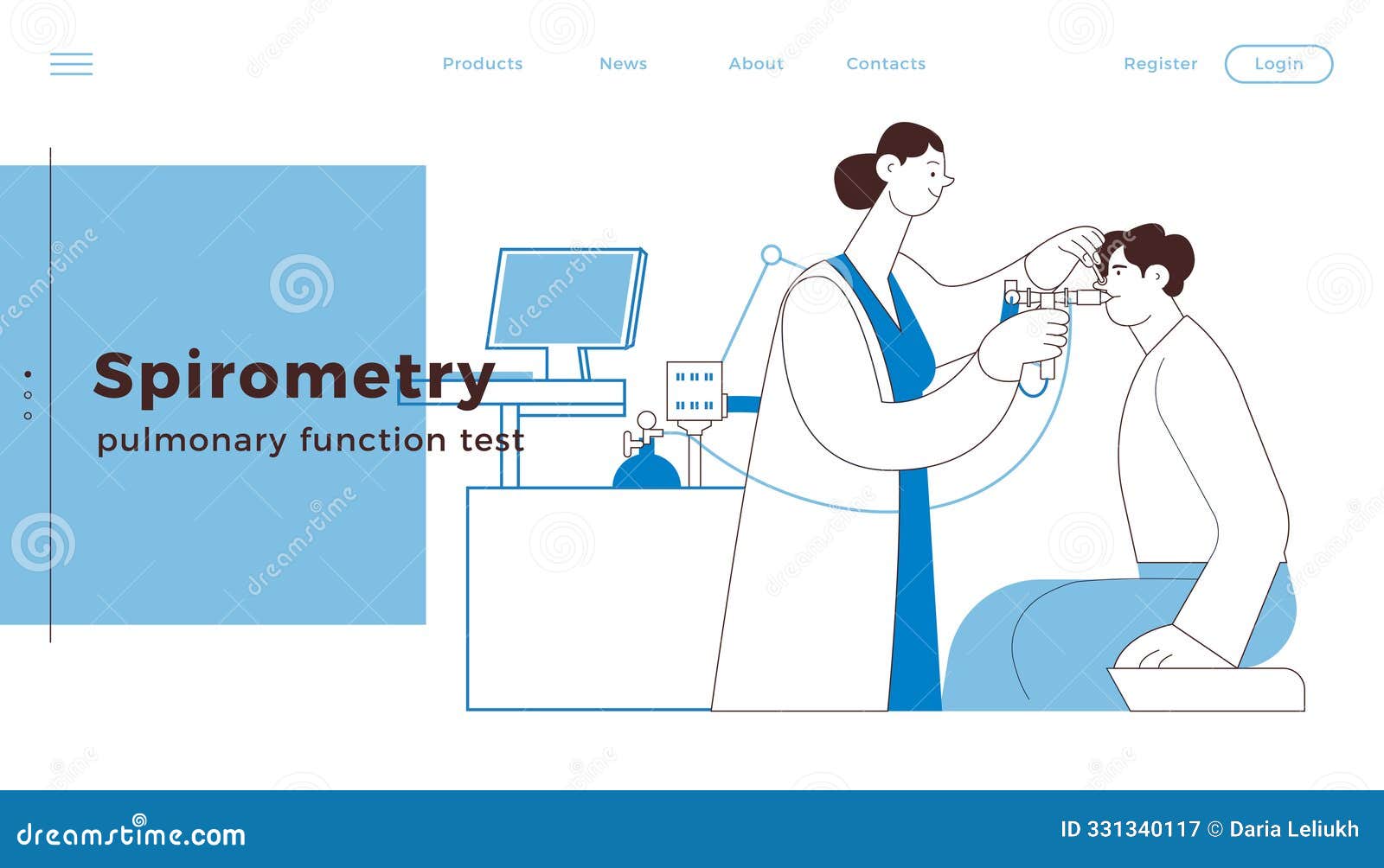 Medical Specialist Performing Spirometry On Patient In Medical Office ...