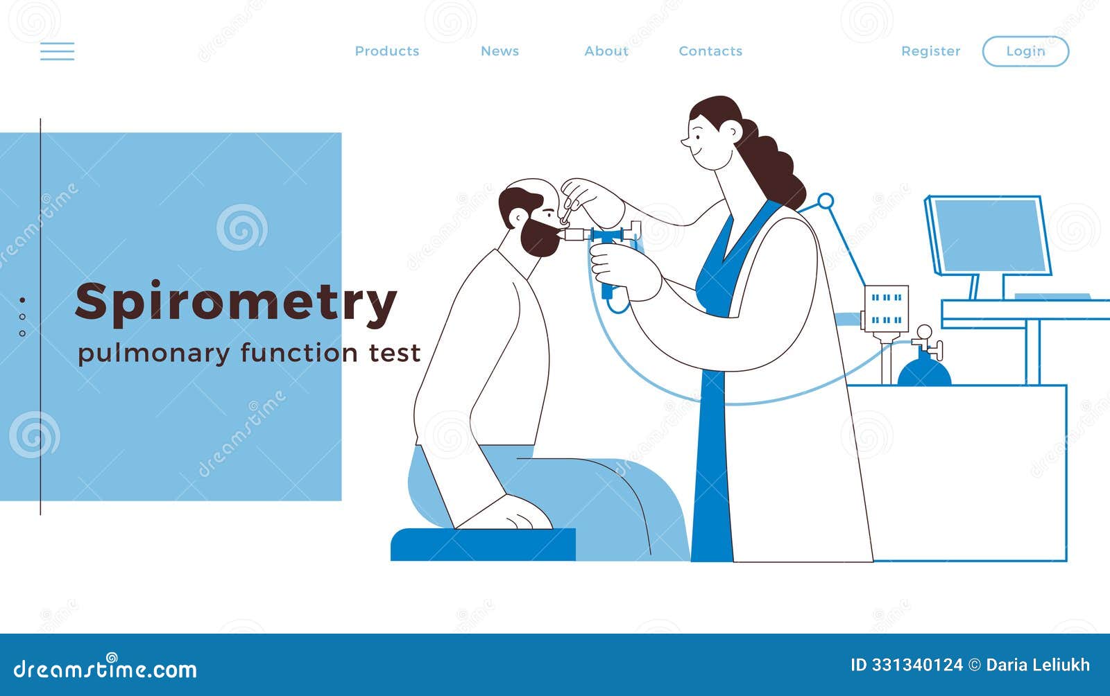 Medical Specialist Performing Spirometry on Patient in Medical Office ...