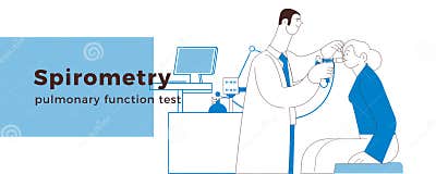 Medical Specialist Performing Spirometry on Patient in Medical Office ...
