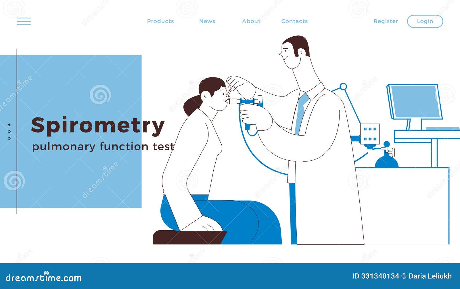 Medical Specialist Performing Spirometry on Patient in Medical Office ...