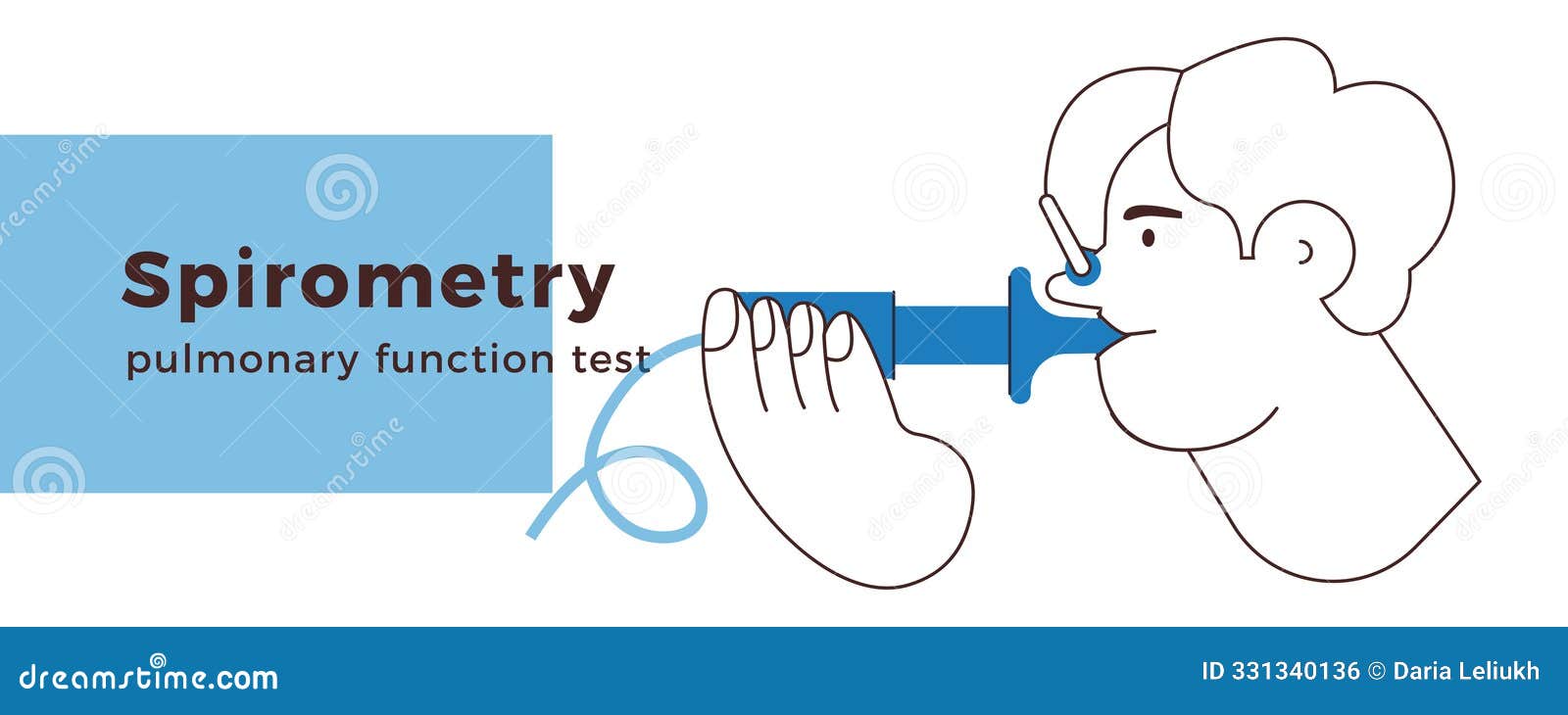 Male Performs Pulmonary Function Test. Black and White Modern Flat ...