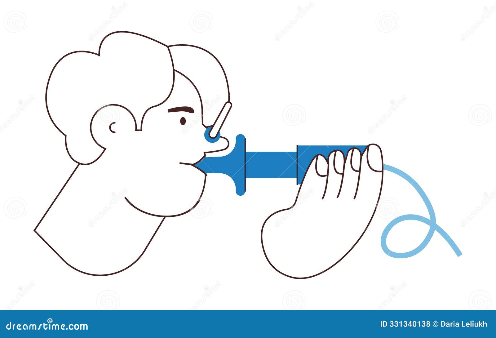 Male Performs Pulmonary Function Test. Black and White Modern Flat ...