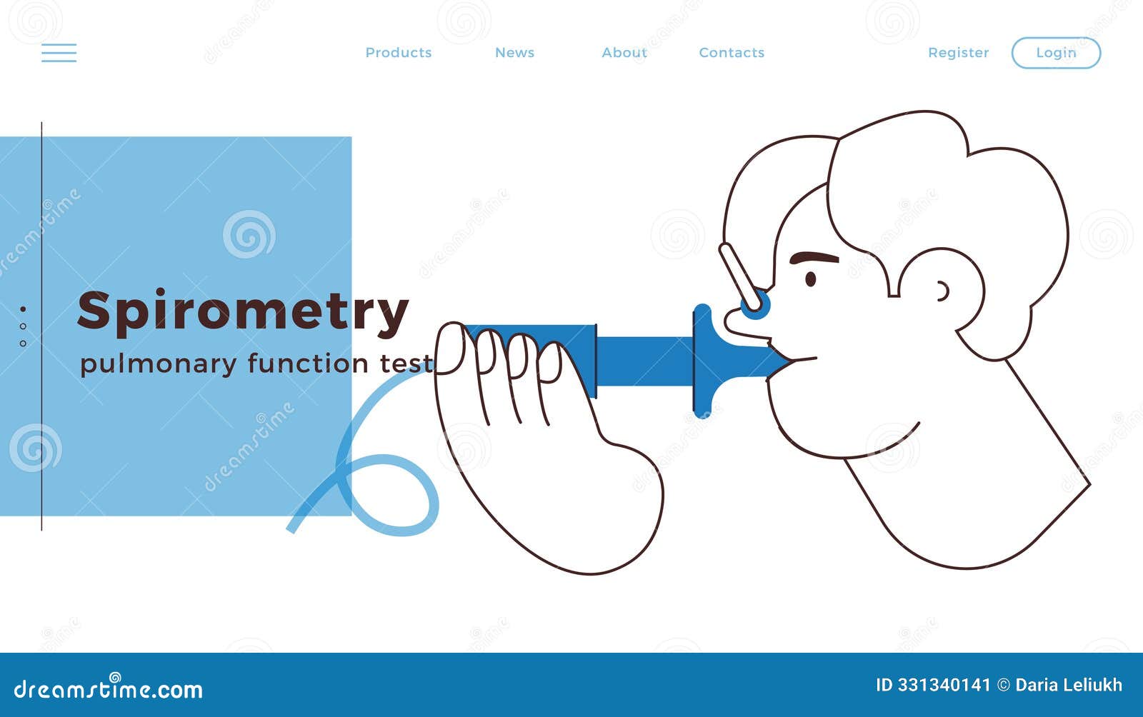 Male Performs Pulmonary Function Test. Black and White Modern Flat ...