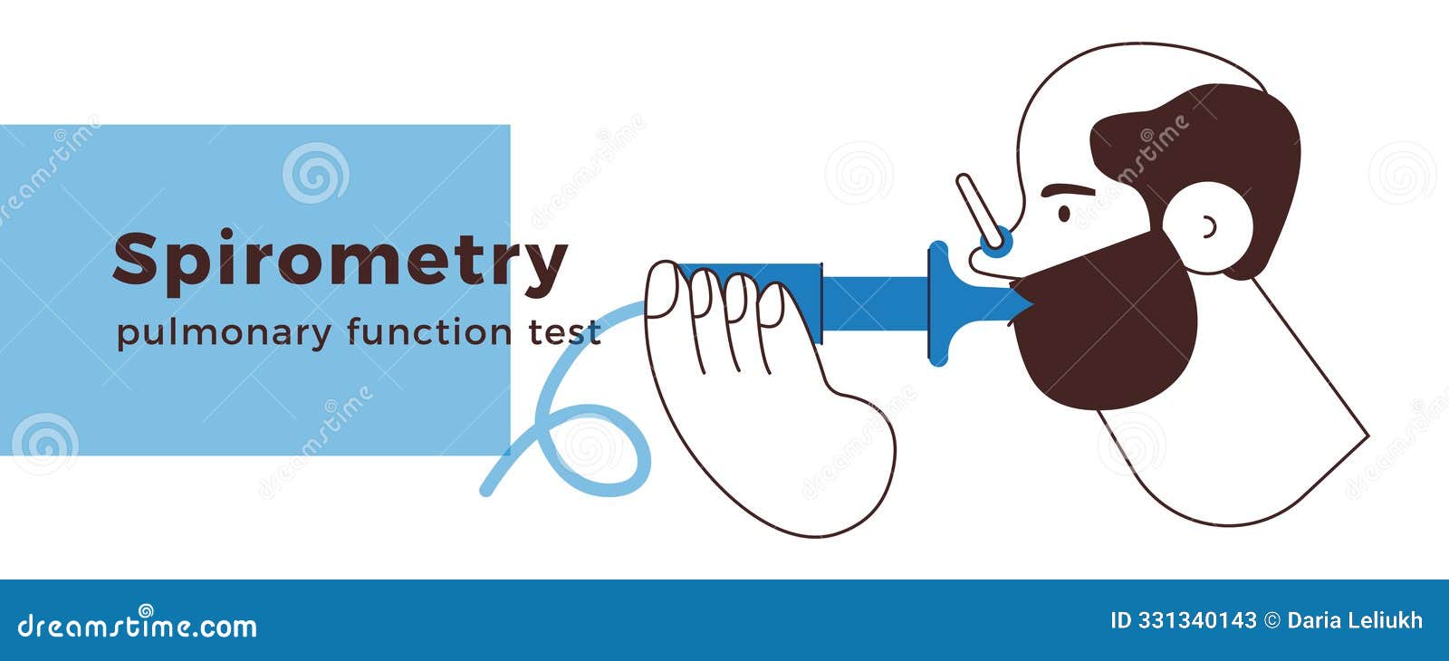 Male Performs Pulmonary Function Test. Black and White Modern Flat ...