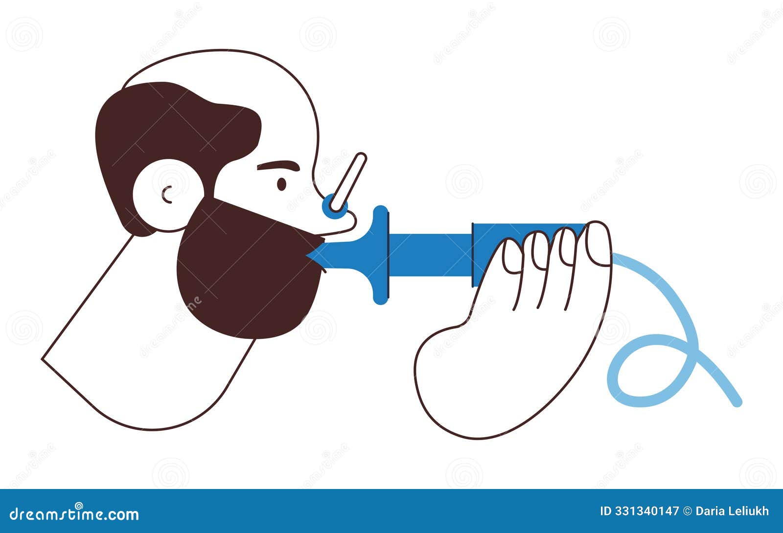 Male Performs Pulmonary Function Test. Black and White Modern Flat ...