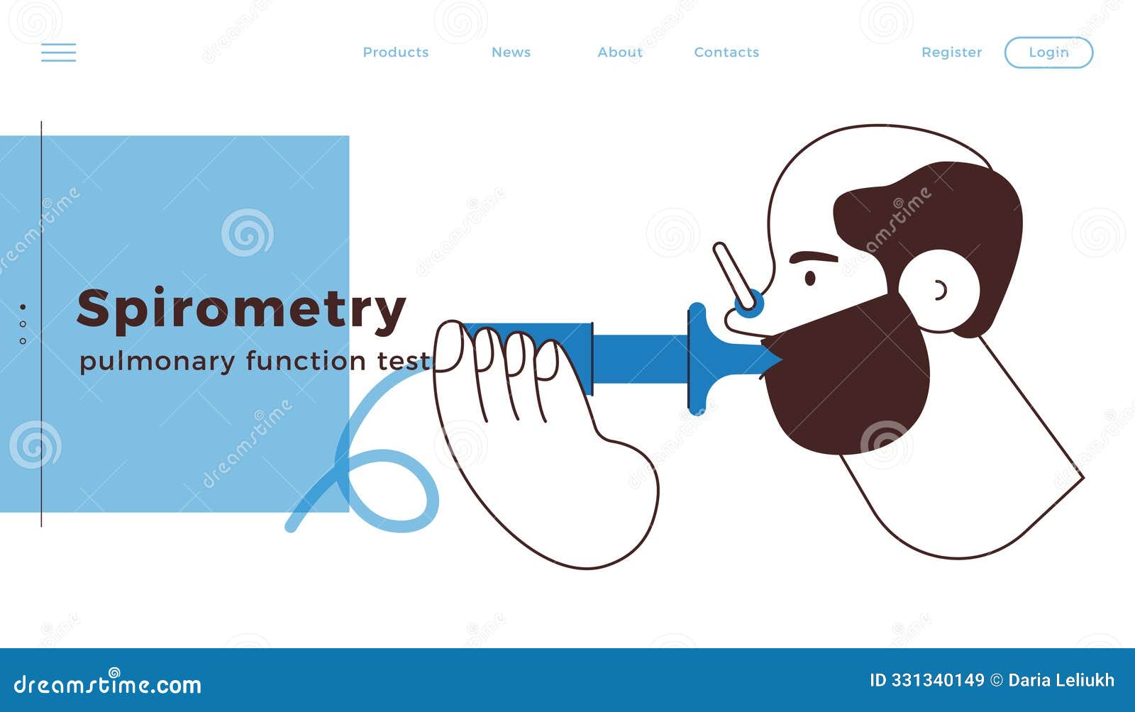 Male Performs Pulmonary Function Test. Black and White Modern Flat ...