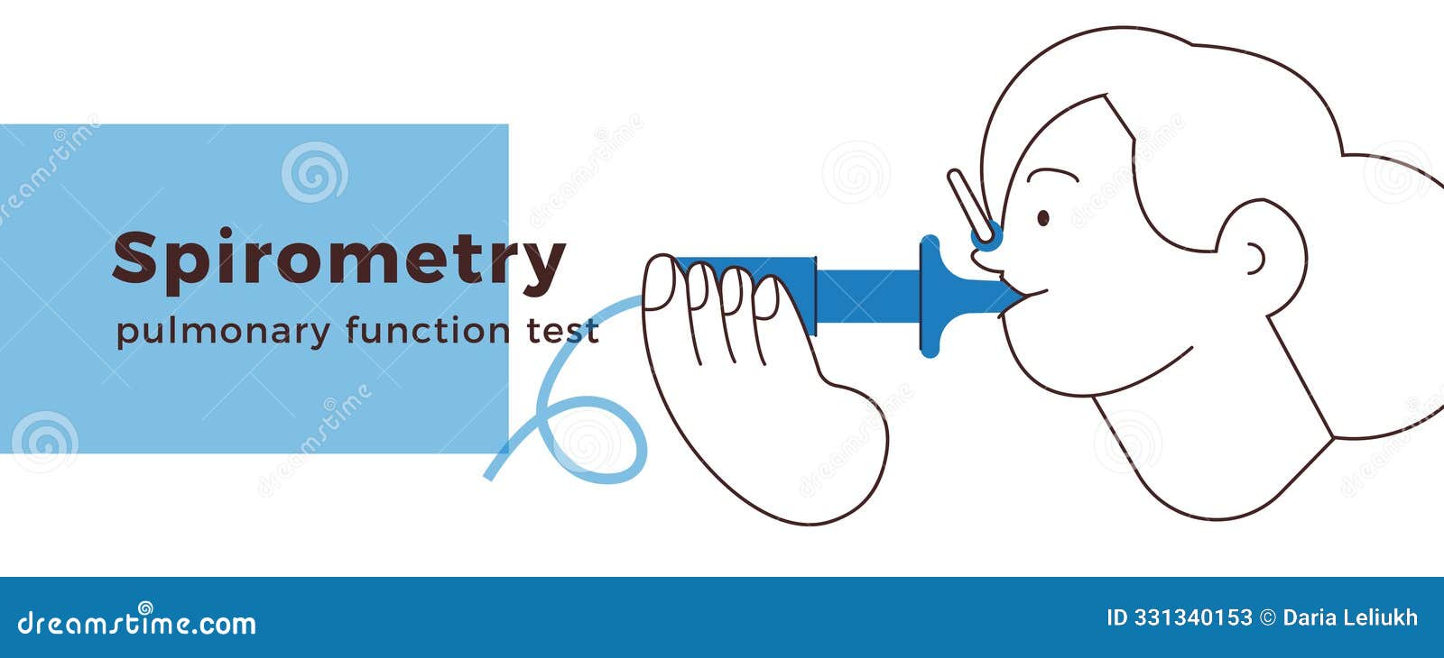 Female Performs Pulmonary Function Test. Black and White Modern Flat ...
