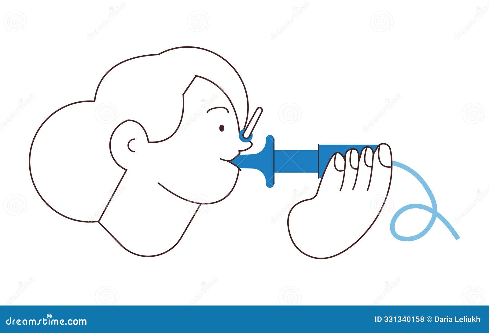 Female Performs Pulmonary Function Test. Black and White Modern Flat ...