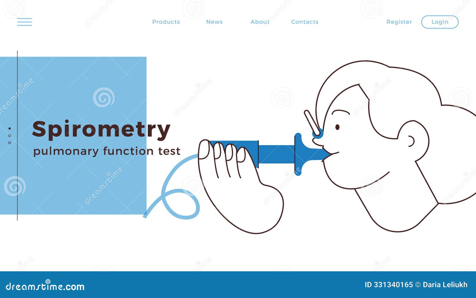Female Performs Pulmonary Function Test. Black and White Modern Flat ...