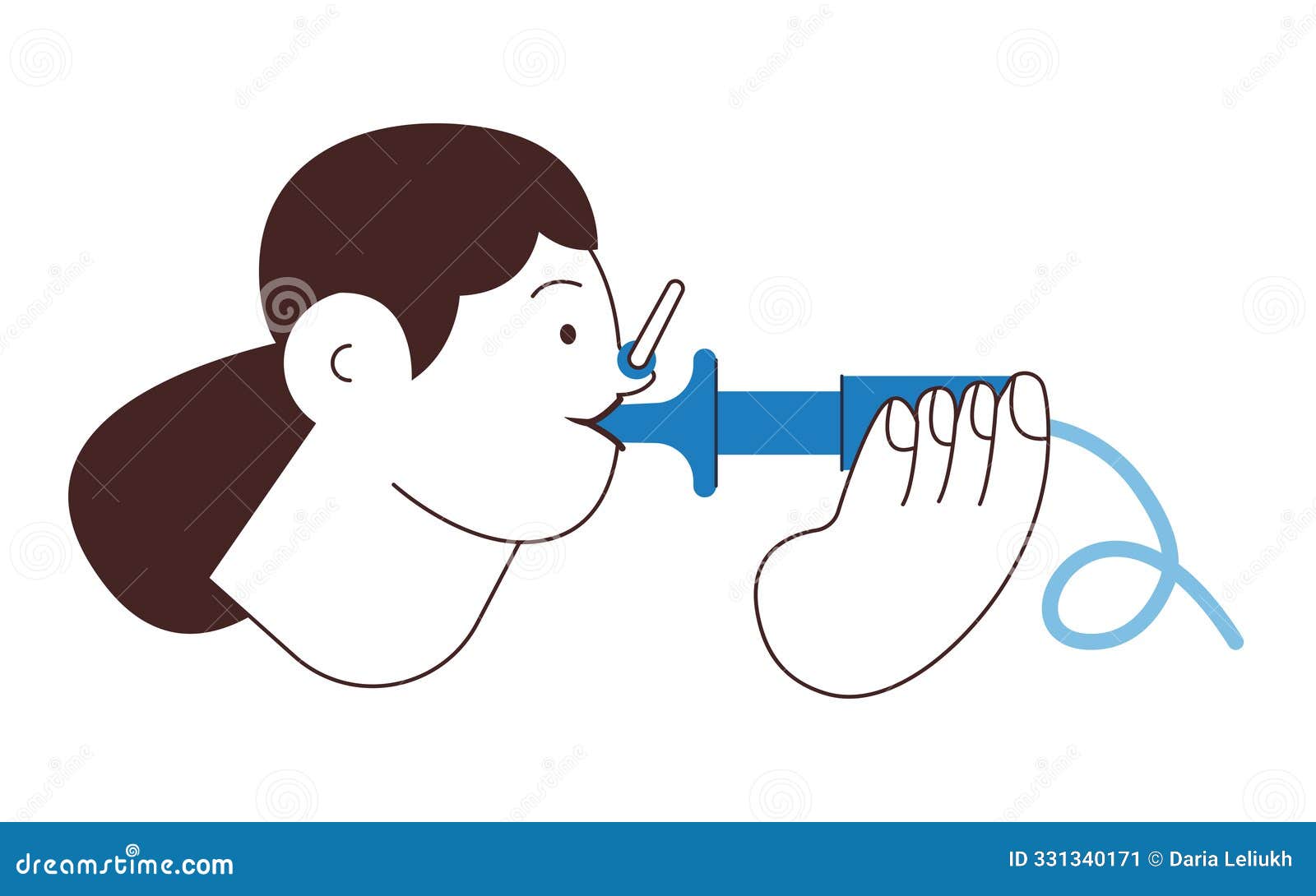 Female Performs Pulmonary Function Test. Black and White Modern Flat ...