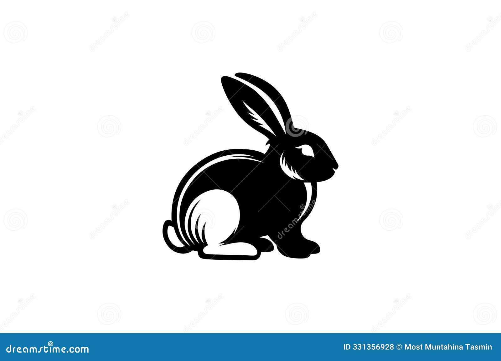 Graceful Black Elegant Rabbit Silhouette Stock Illustration ...