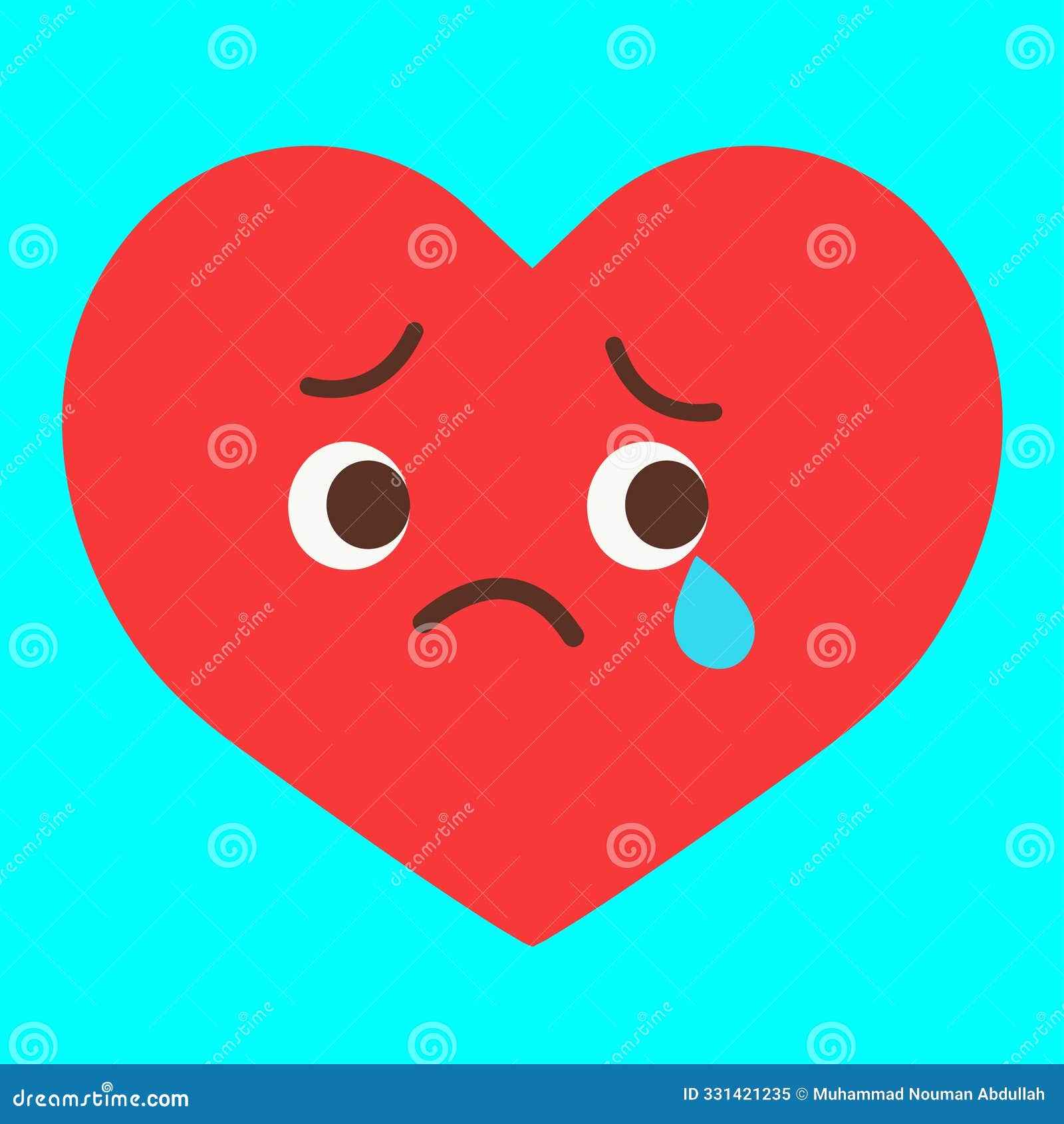 Sad Cartoon Heart Logo Vector Artwork Stock Illustration - Illustration ...