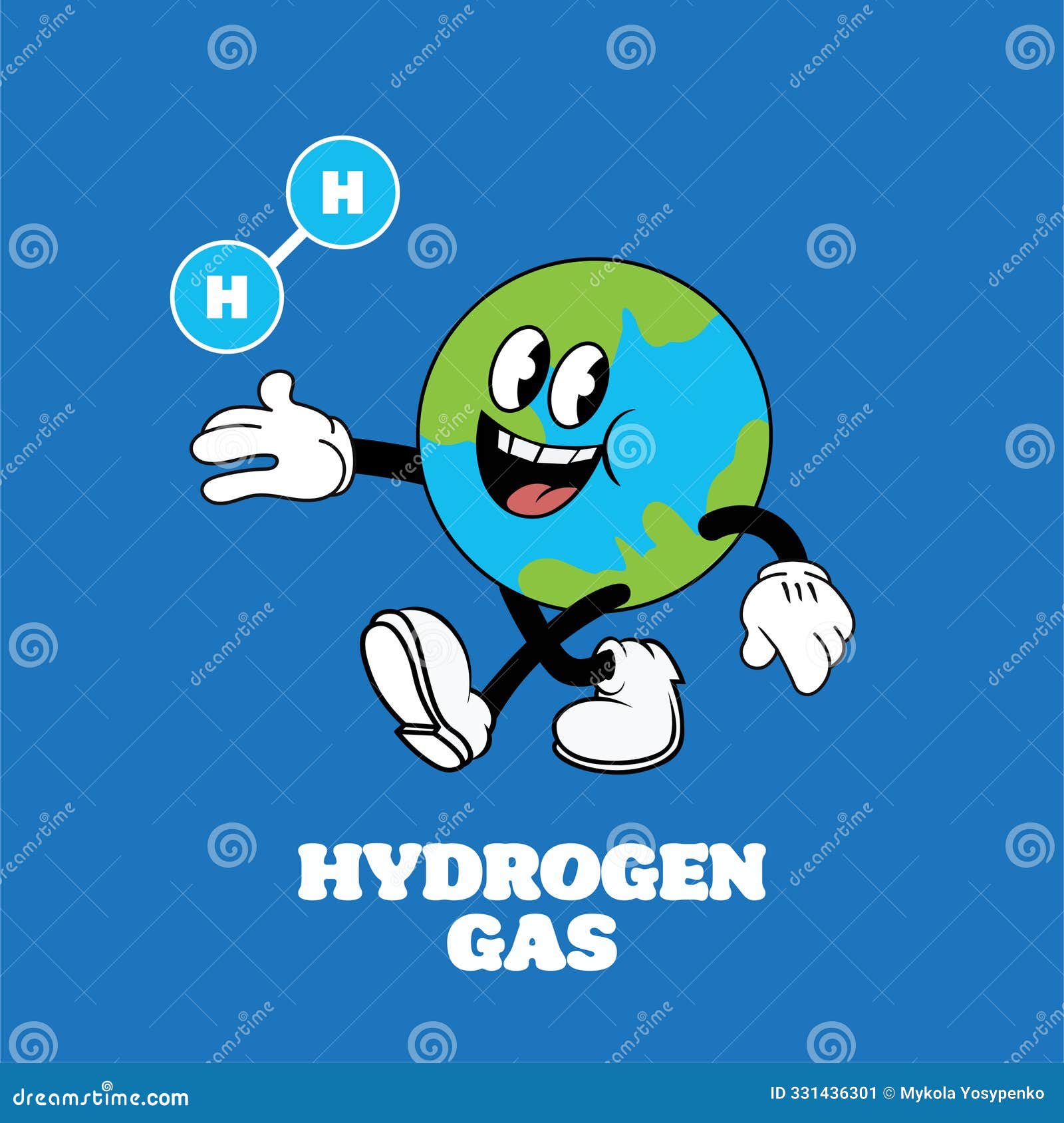 Cartoon Earth with Hydrogen Molecule Stock Vector - Illustration of ...