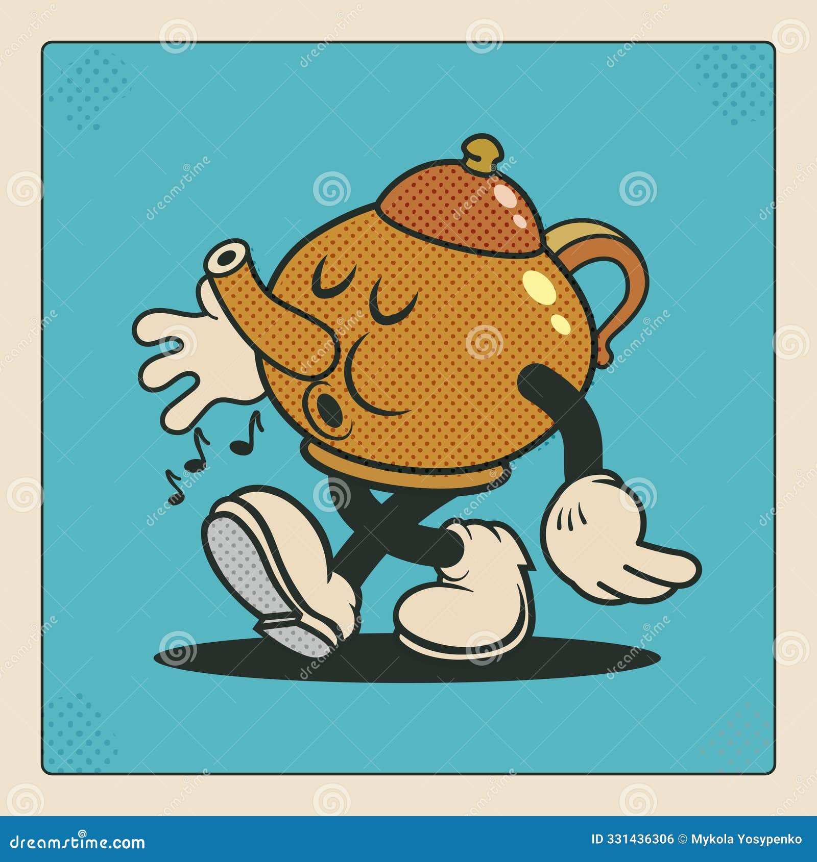 Whistling kettle character stock illustration. Illustration of artistic ...