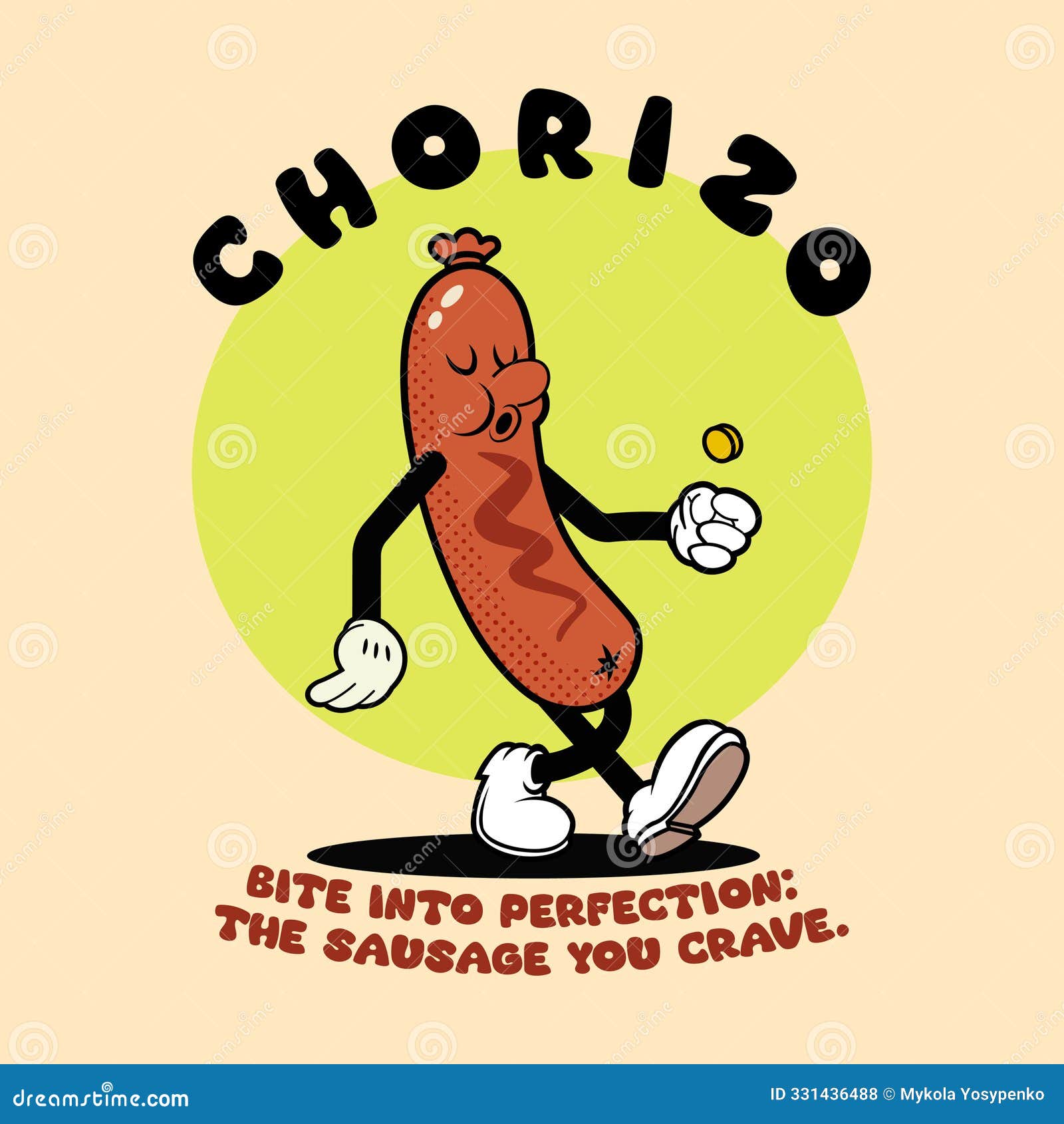 Vintage cartoon sausage stock illustration. Illustration of creation ...