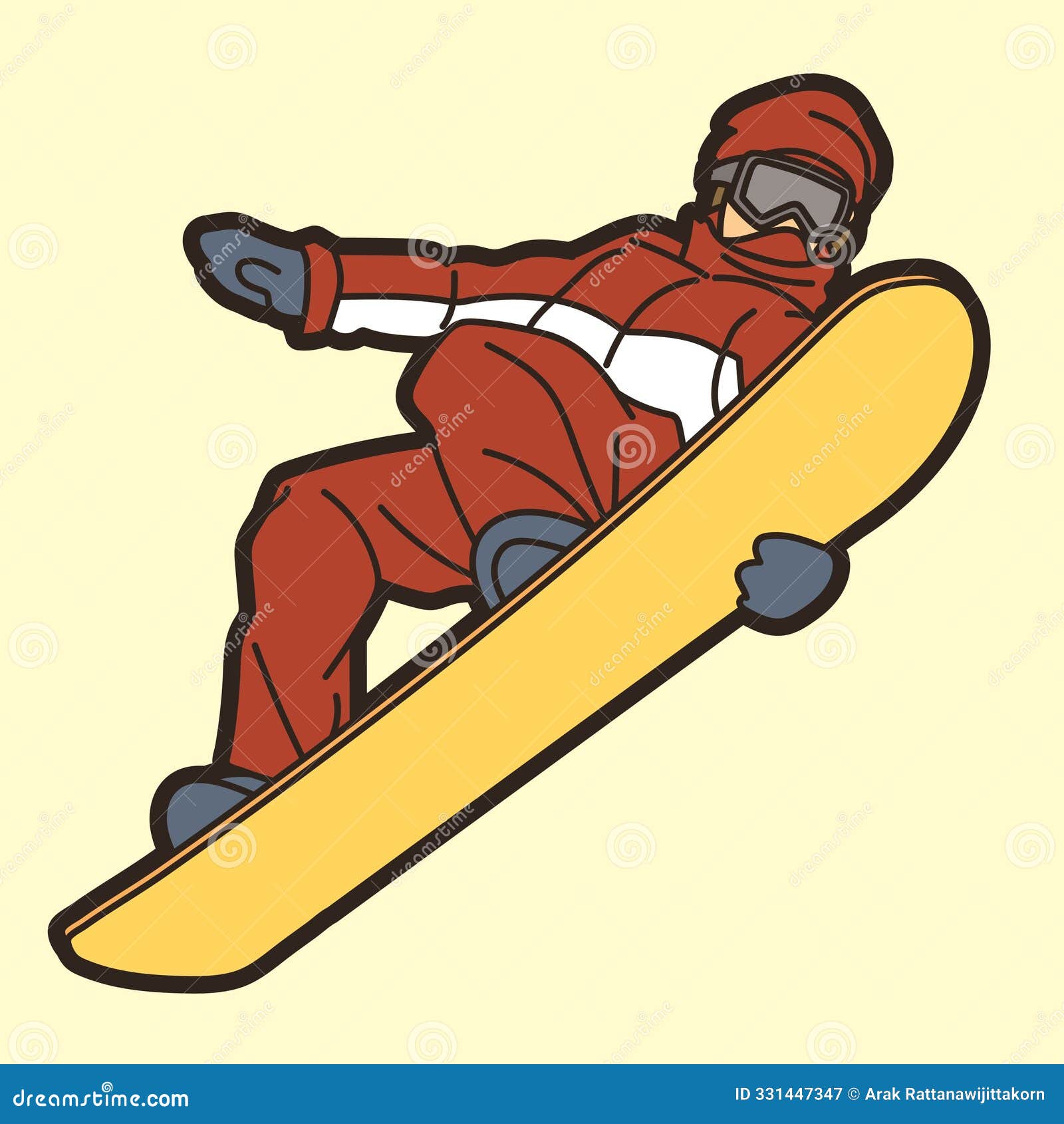 Snowboard Player Action Snowboarder Cartoon Sport Graphic Vector Stock ...