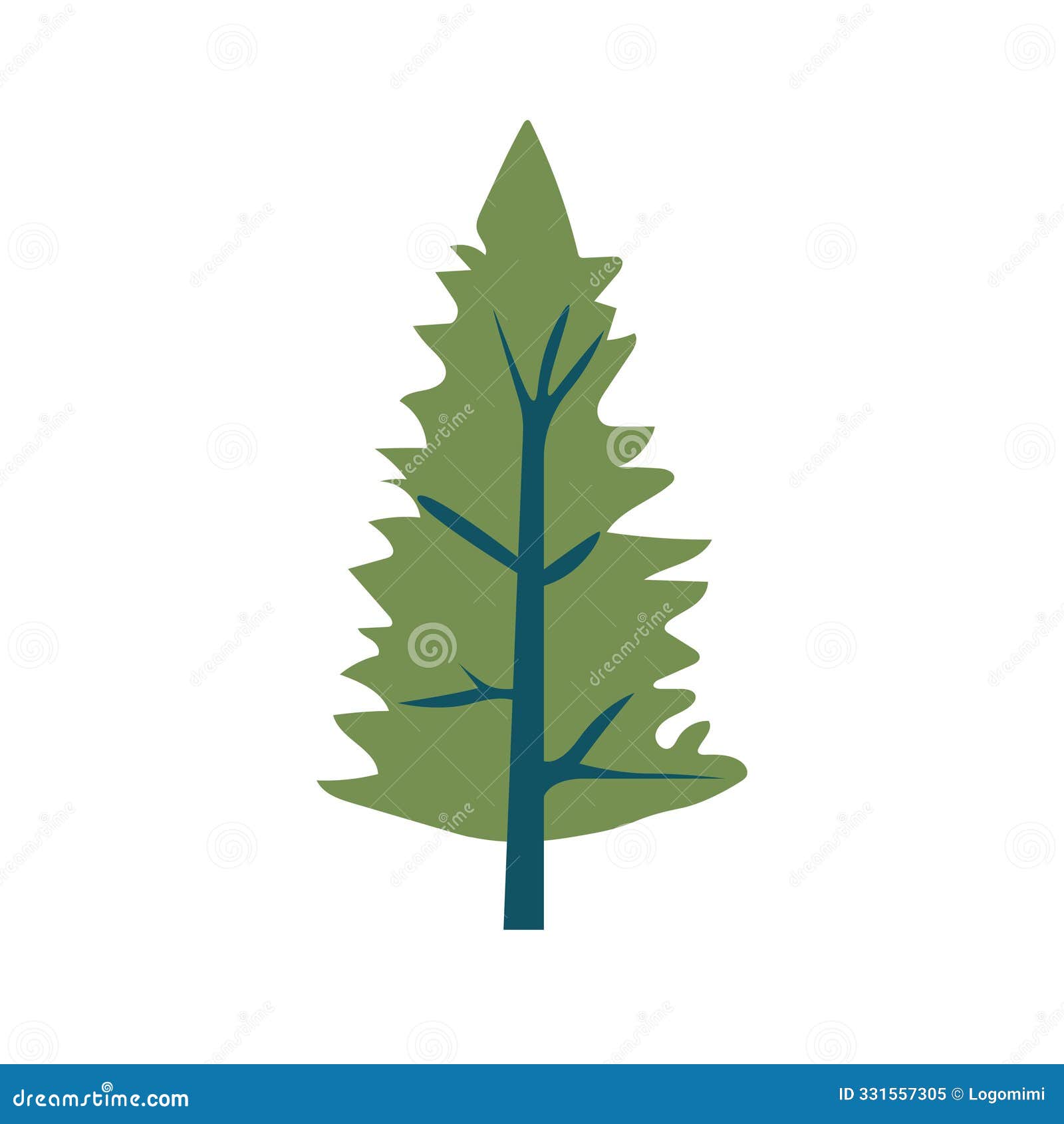 Cute Spruce Tree Vector Art, Simple Green Pine Tree Vector Illustration ...