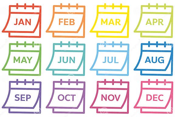 Months of Year in the Yearly Calendar, Date and Time Calendar for the ...