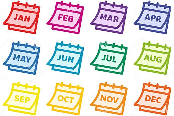 Months of Year in the Yearly Calendar, Date and Time Calendar for the ...