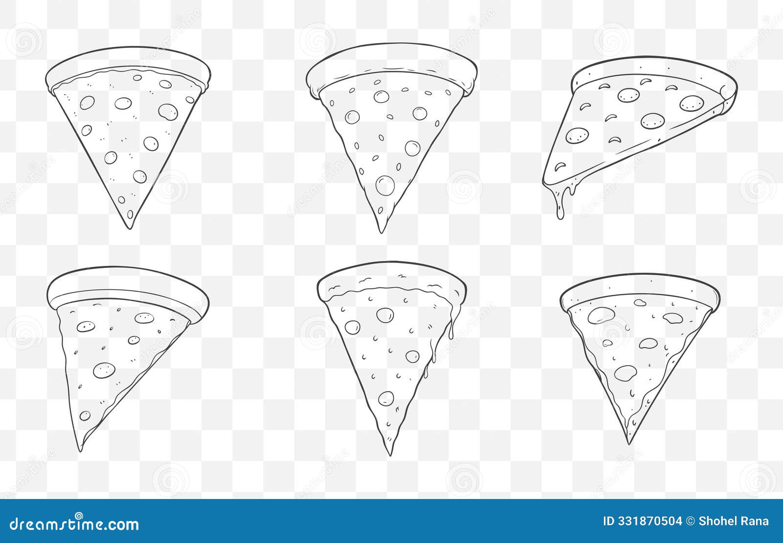 Print Pizza Line Art Vector Set with Various Classic and Creative ...
