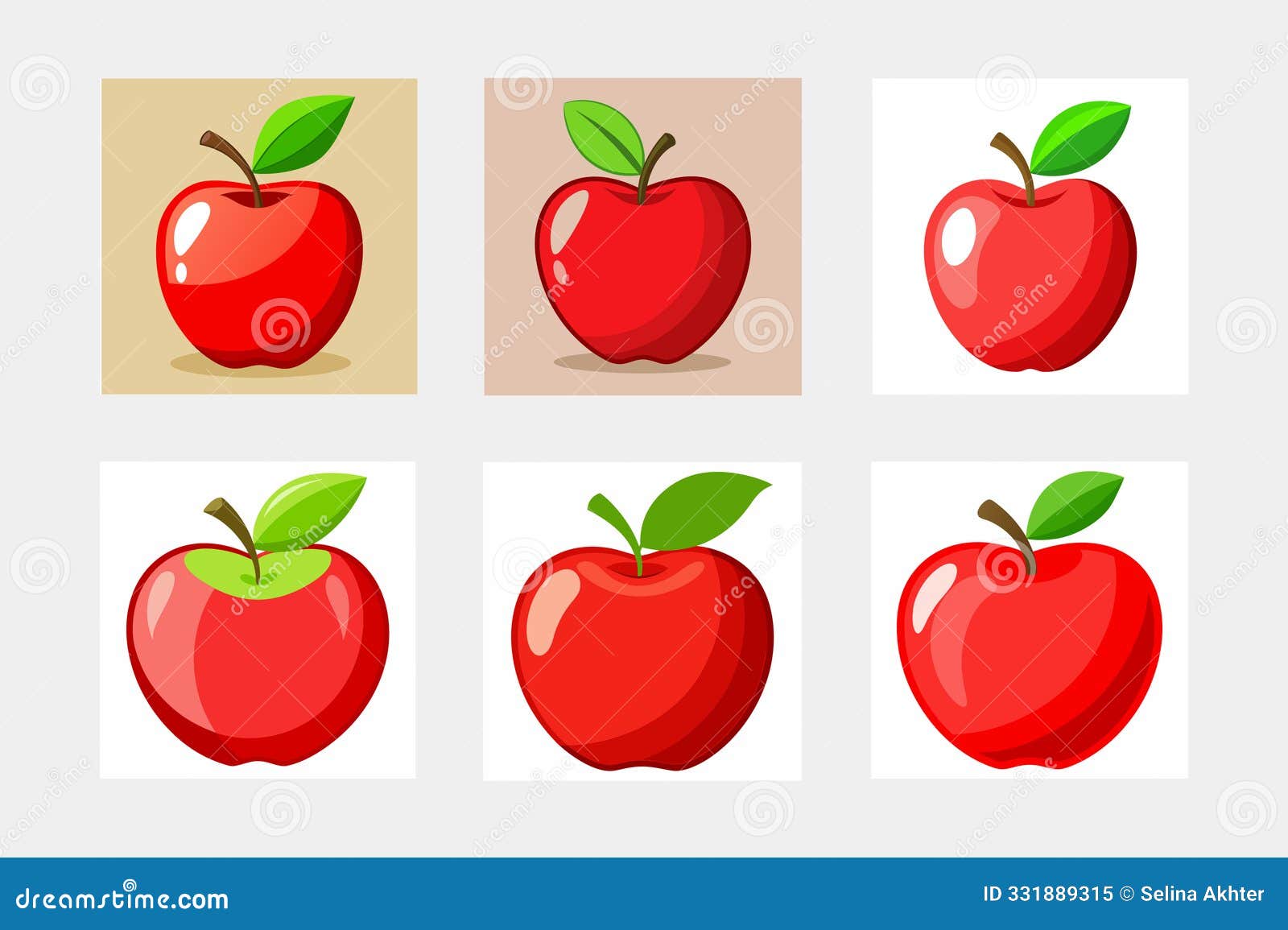 Six Apple Vector Illustration Icons. Stock Illustration - Illustration ...