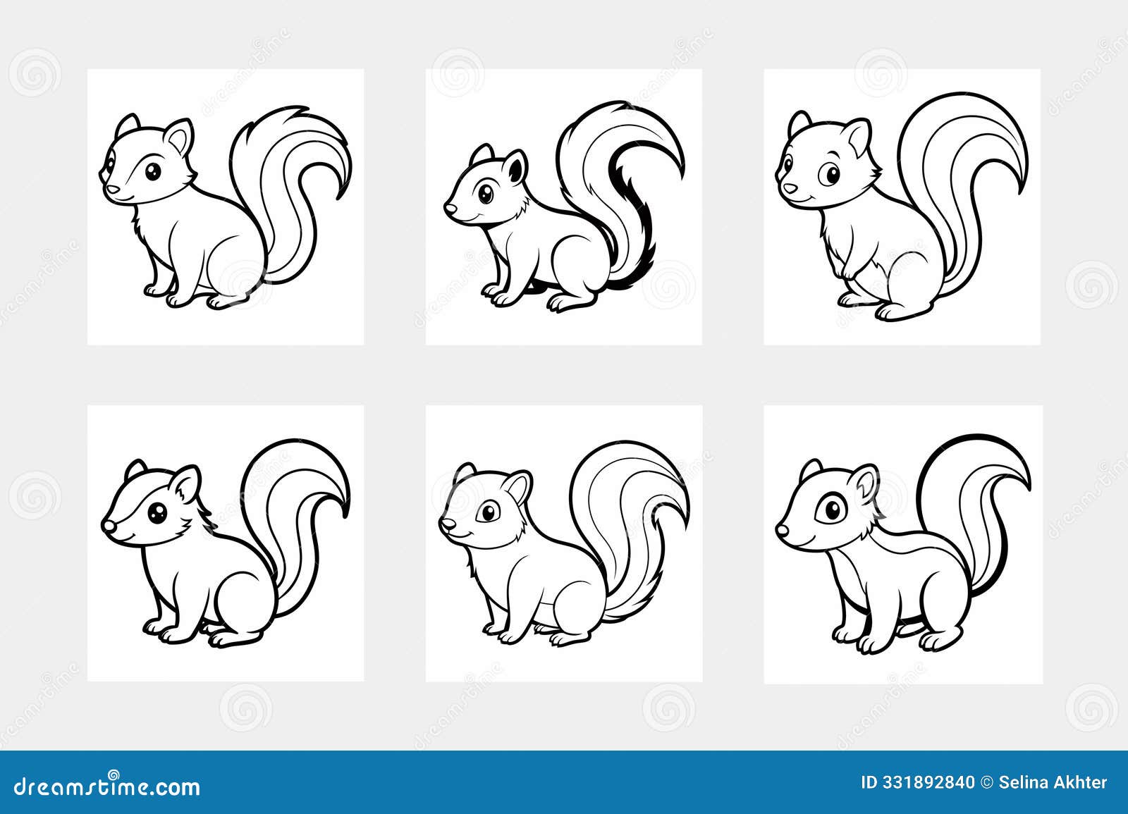 Baby Skunk Coloring Vector Icons. Stock Illustration - Illustration of ...