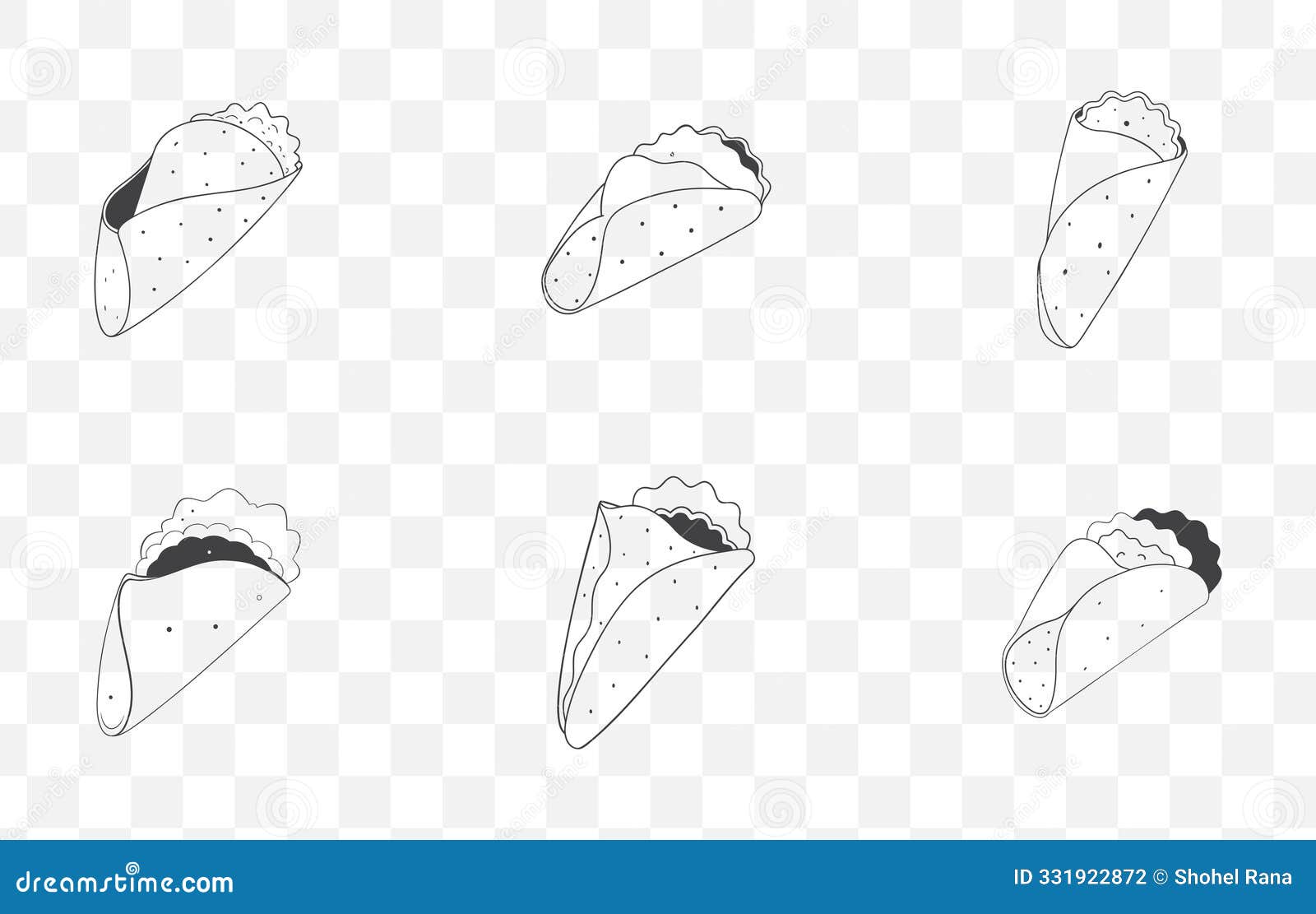 Print Chimichanga Line Art Vector Set With Detailed Illustrations Of ...