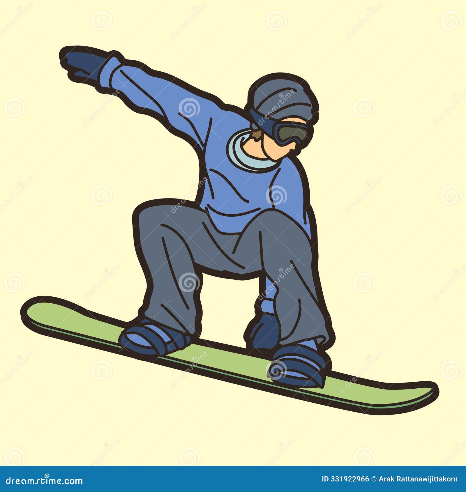Extreme Sport Snowboard Player Action Snowboarder Pose Cartoon Stock ...