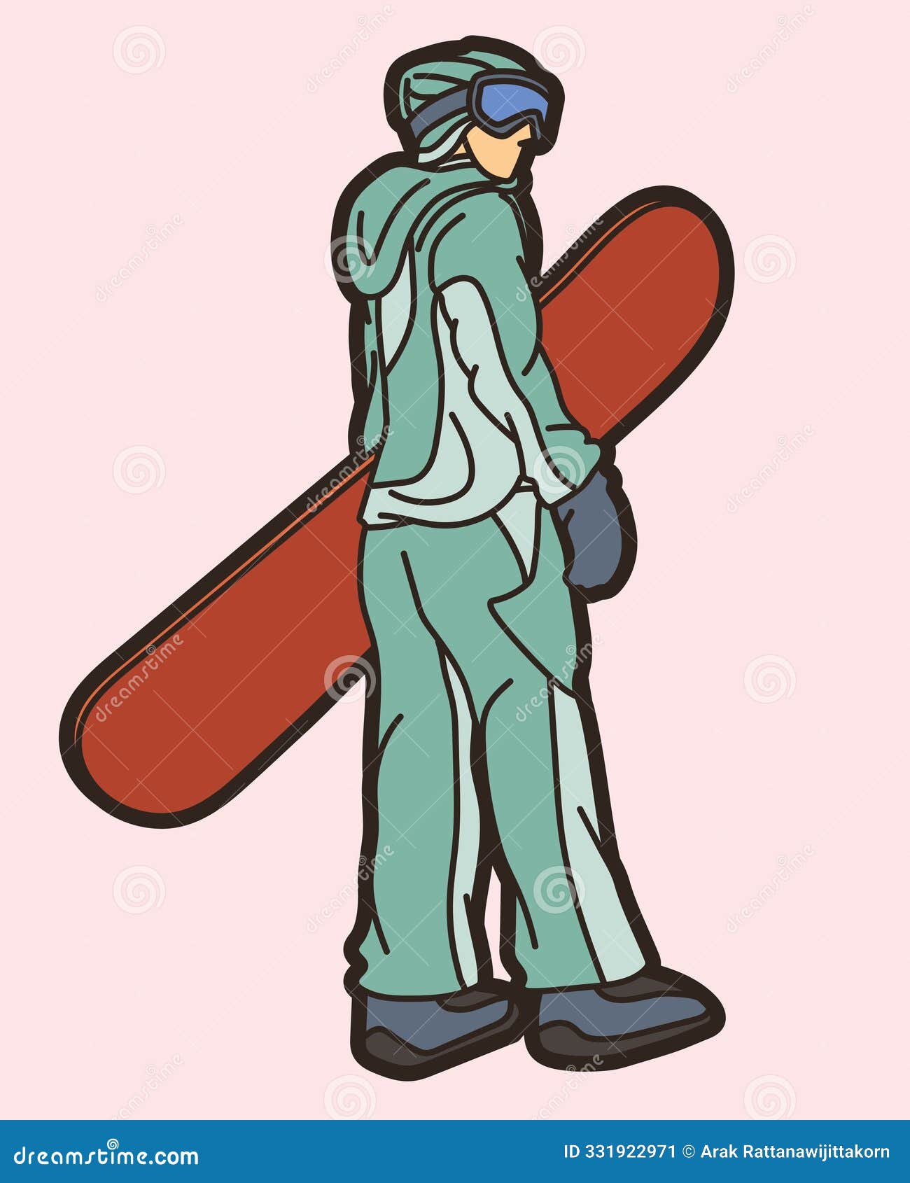 Extreme Sport Snowboard Player Action Snowboarder Pose Cartoon Stock ...