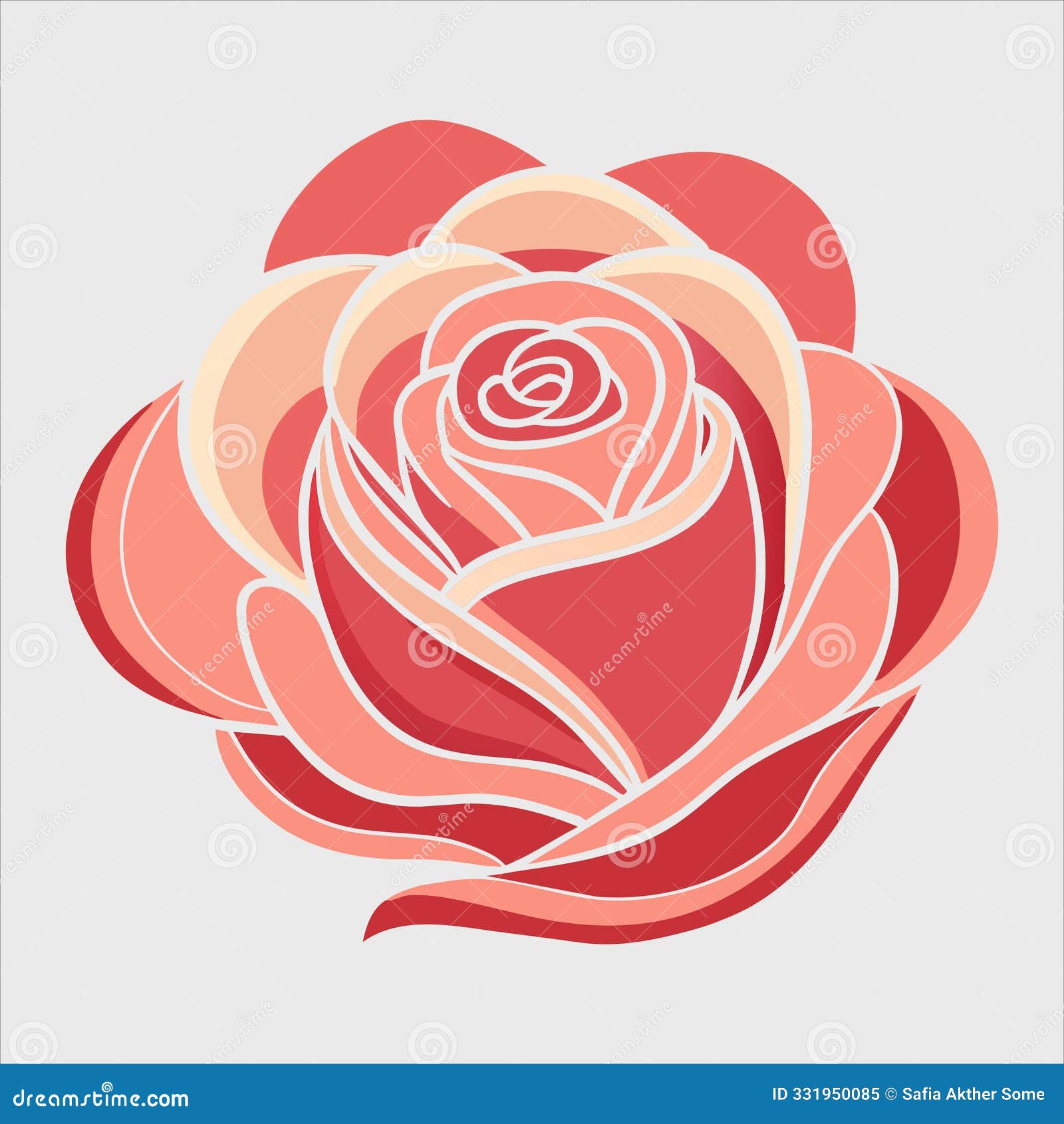 Rose with Leaves Vector Illustration. Stock Vector - Illustration of ...