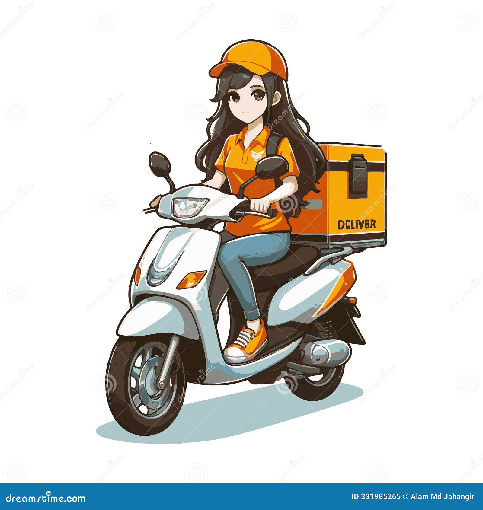 Delivery Girl Vector Art Illustration 3 Stock Illustration ...