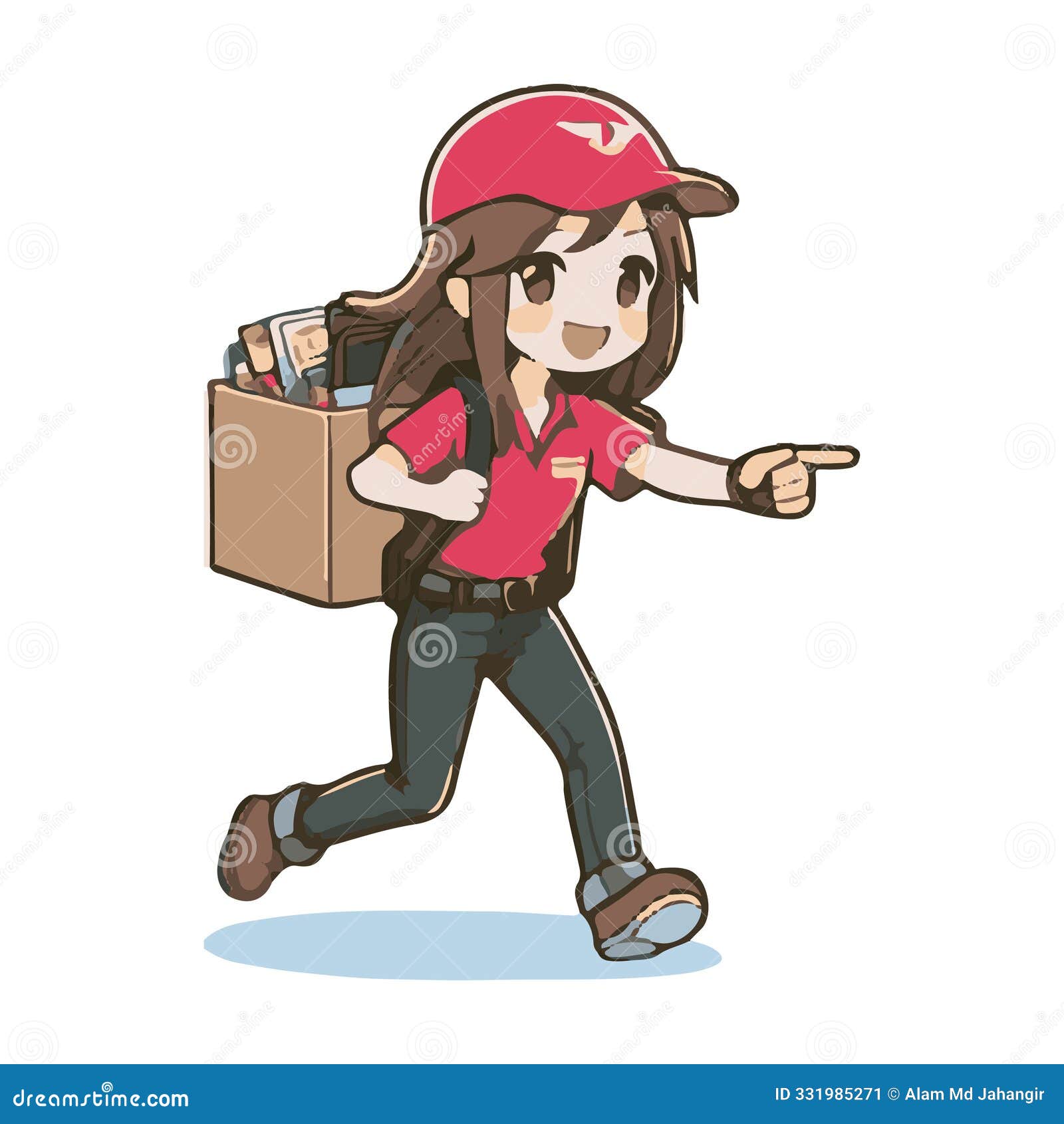 Delivery Girl Vector Art Illustration 4 Stock Illustration ...