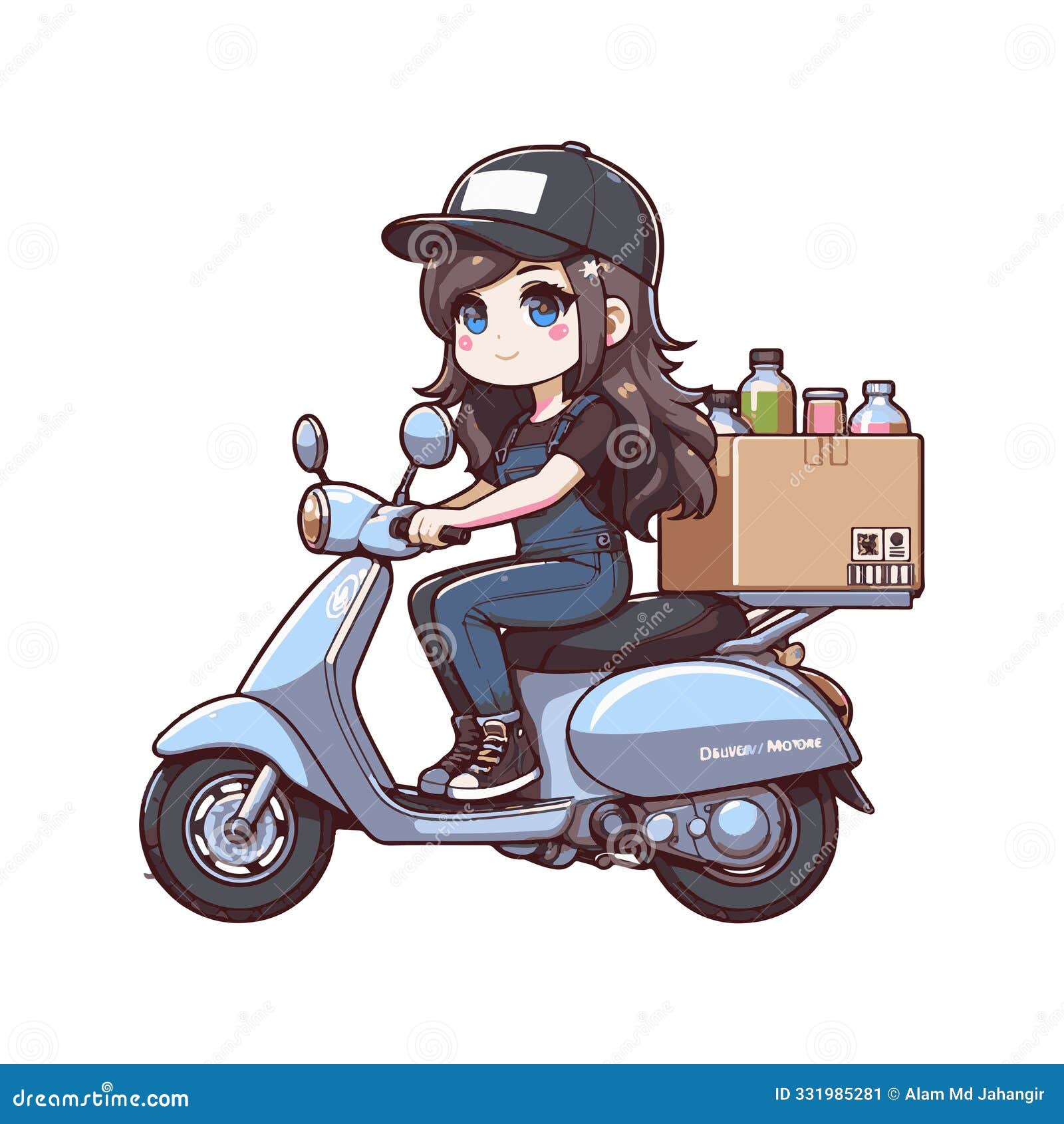Delivery Girl Vector Art Illustration Stock Illustration - Illustration ...