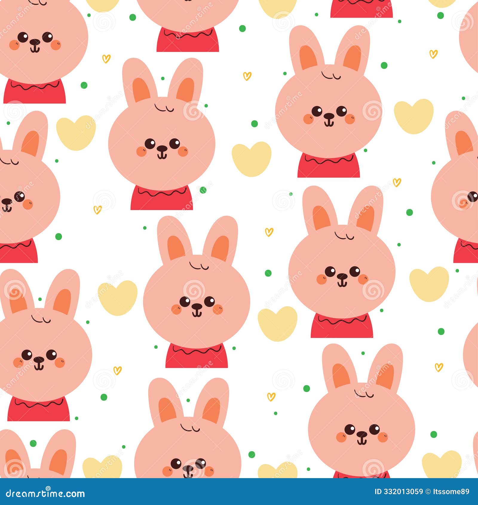 Seamless Pattern Cartoon Bunny Stock Illustration - Illustration of ...
