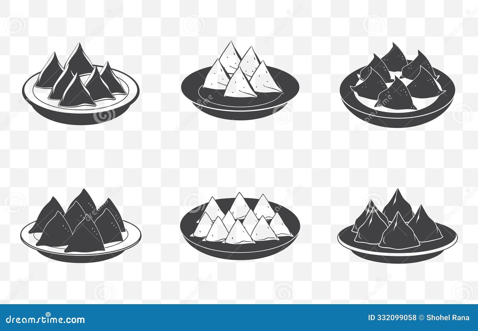Print Elegant Samosa Line Art Vector Collection for Culinary and Food ...