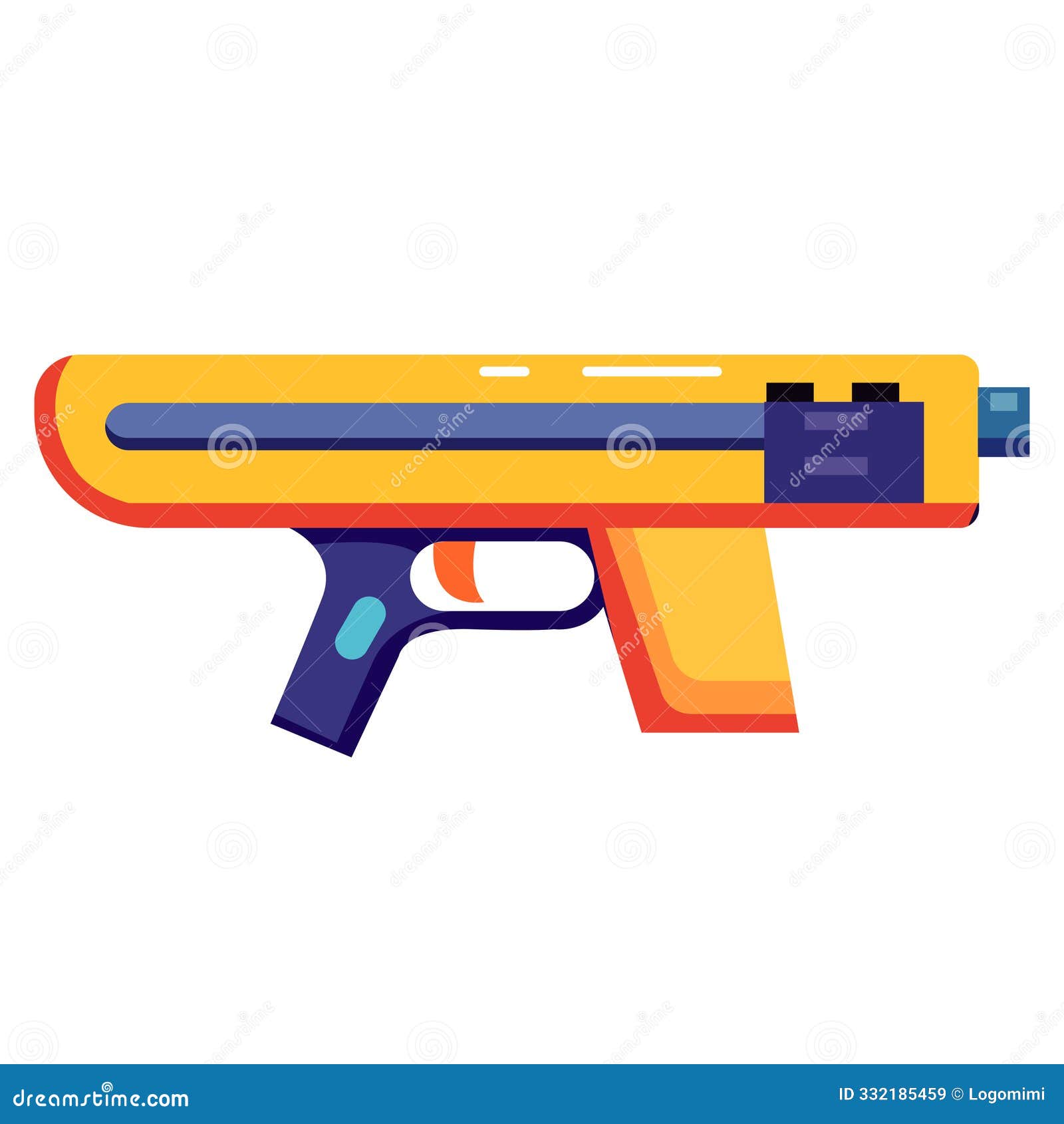 Yellow Futuristic Gun Vector Illustration, Shooting Blaster Weapon Icon ...
