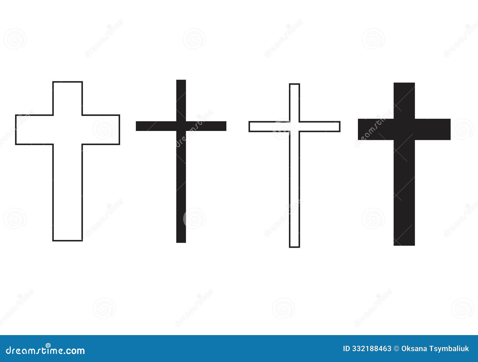 Church Crosses Set. Death and Funerals Vector Illustration. Stock ...