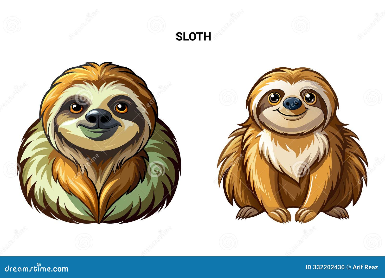 Versatile Vector Sloth: Editable Color Perfect for Any Project Stock ...